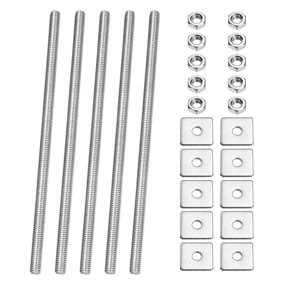 CERPXFF-5 Pcs Fully Threaded Rod, M4 x 100mm 304 Stainless Steel Right ...