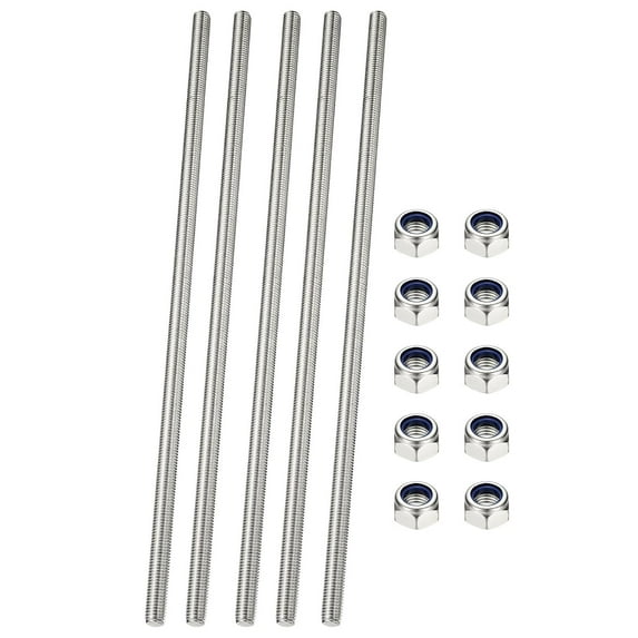 CERPXFF-5 Pcs Fully Threaded Rod, M5 x 400mm 304 Stainless Steel Right ...