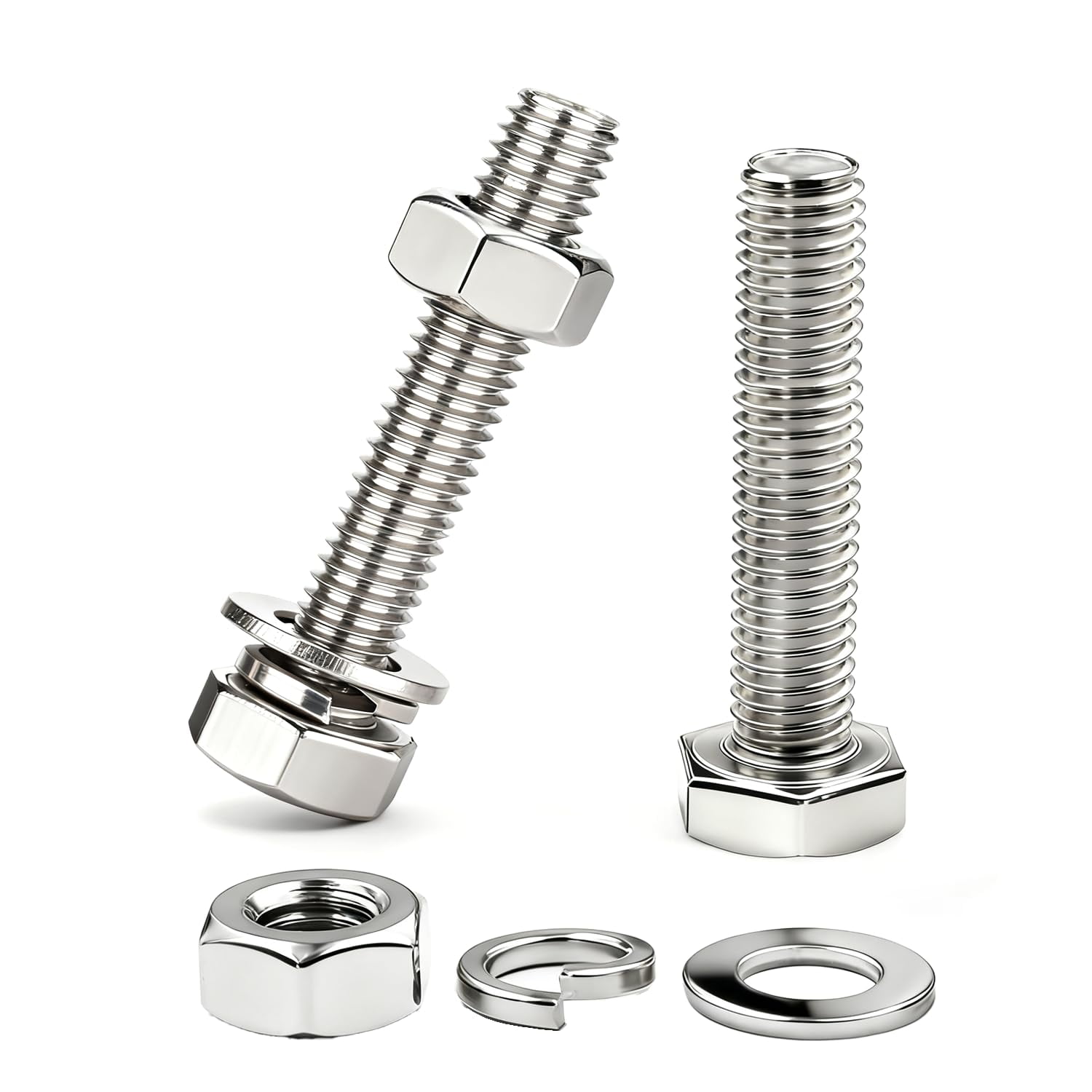 CERPXFF-5 Sets 5/16-18 * 4'' Hex Head Screw Bolt, Nuts, Flat & Lock ...