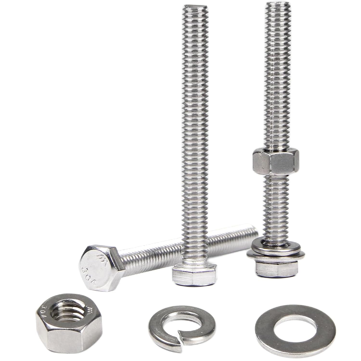 CERPXFF-5 Sets 5/16-18 x 4" Hex Head Screw Bolt, Nuts, Flat Washer ...