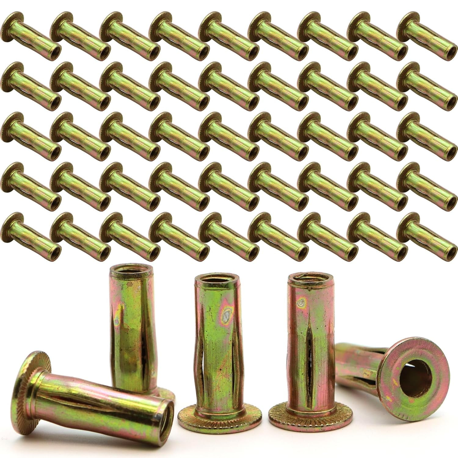 CERPXFF-50 Pack 1/4-20 Multi-Grip Rivet Nuts - Zinc-Plated Steel ...