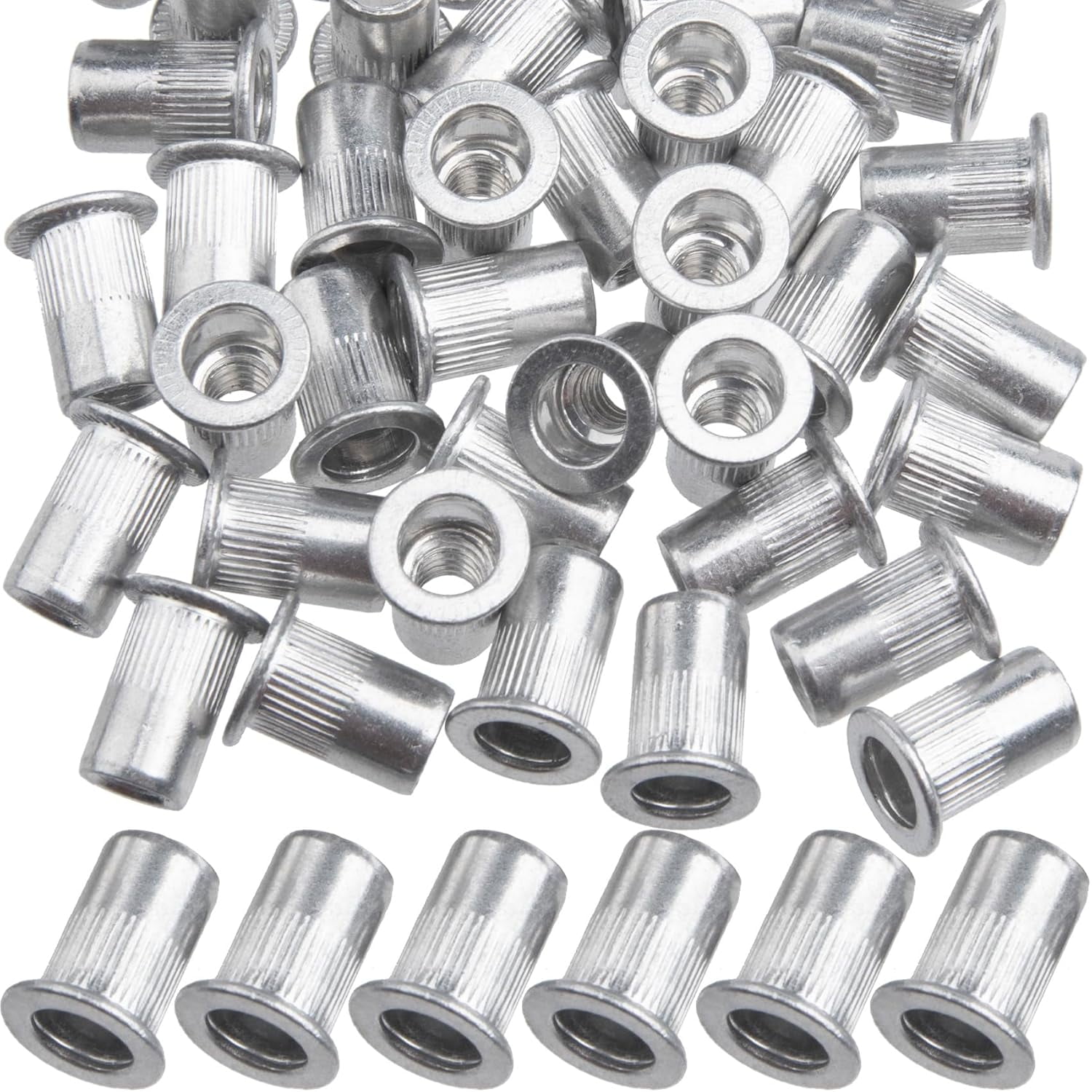 CERPXFF-50 Pcs 1/4"-20 UNC Aluminum Rivet Nuts, Flat Head Threaded ...