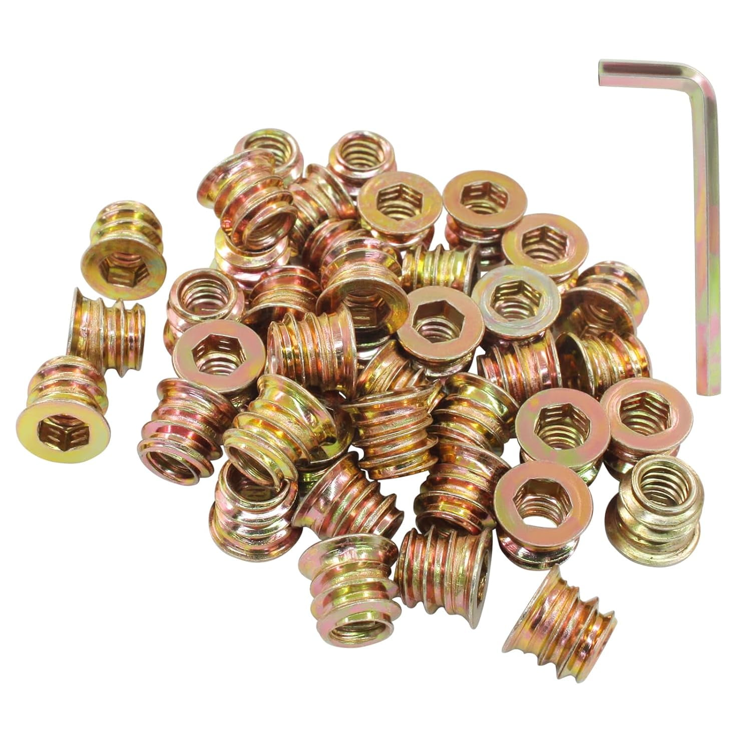 CERPXFF-50 Pcs 1/4"-20 x 10mm Threaded Inserts for Wood, Nut Threaded ...