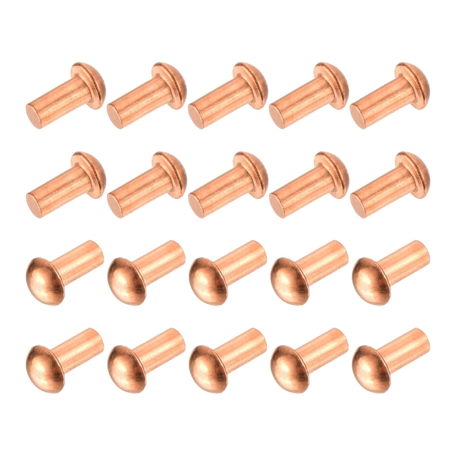 CERPXFF-50 Pcs Copper Solid Rivets, 5/64" x 5/32" Round Head Rivet ...