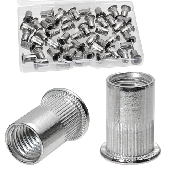 CERPXFF-50PCS #6-32 Rivet Nuts 304 Stainless Steel Rivets Nutsert Flat ...
