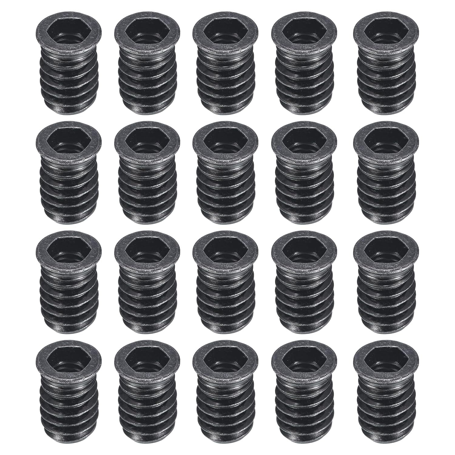 CERPXFF-50Pcs Threaded Inserts, M8-1.25x20 Zinc Plated Carbon Steel Hex ...