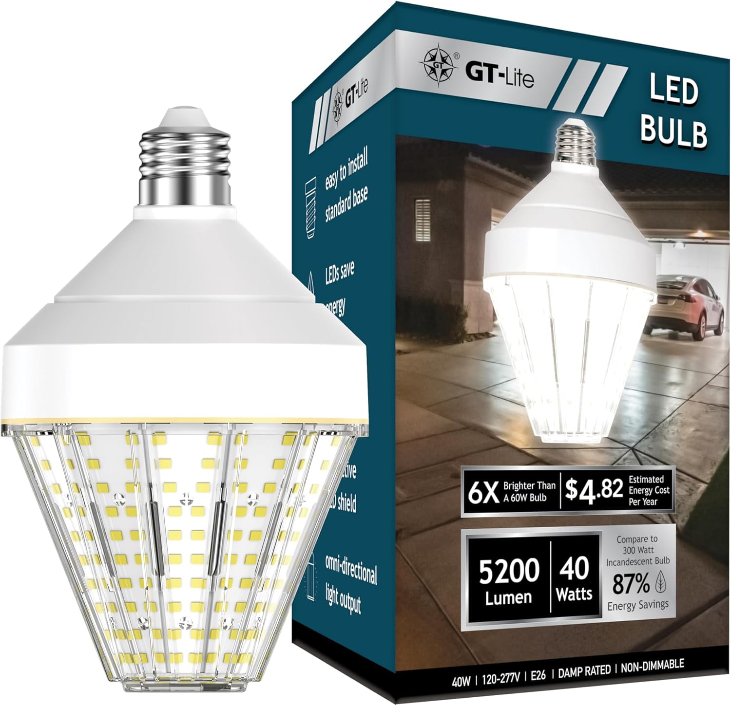 CERPXFF-5200 Lumen LED Corn Cob Light Bulb, 40-watt, 300-watt ...