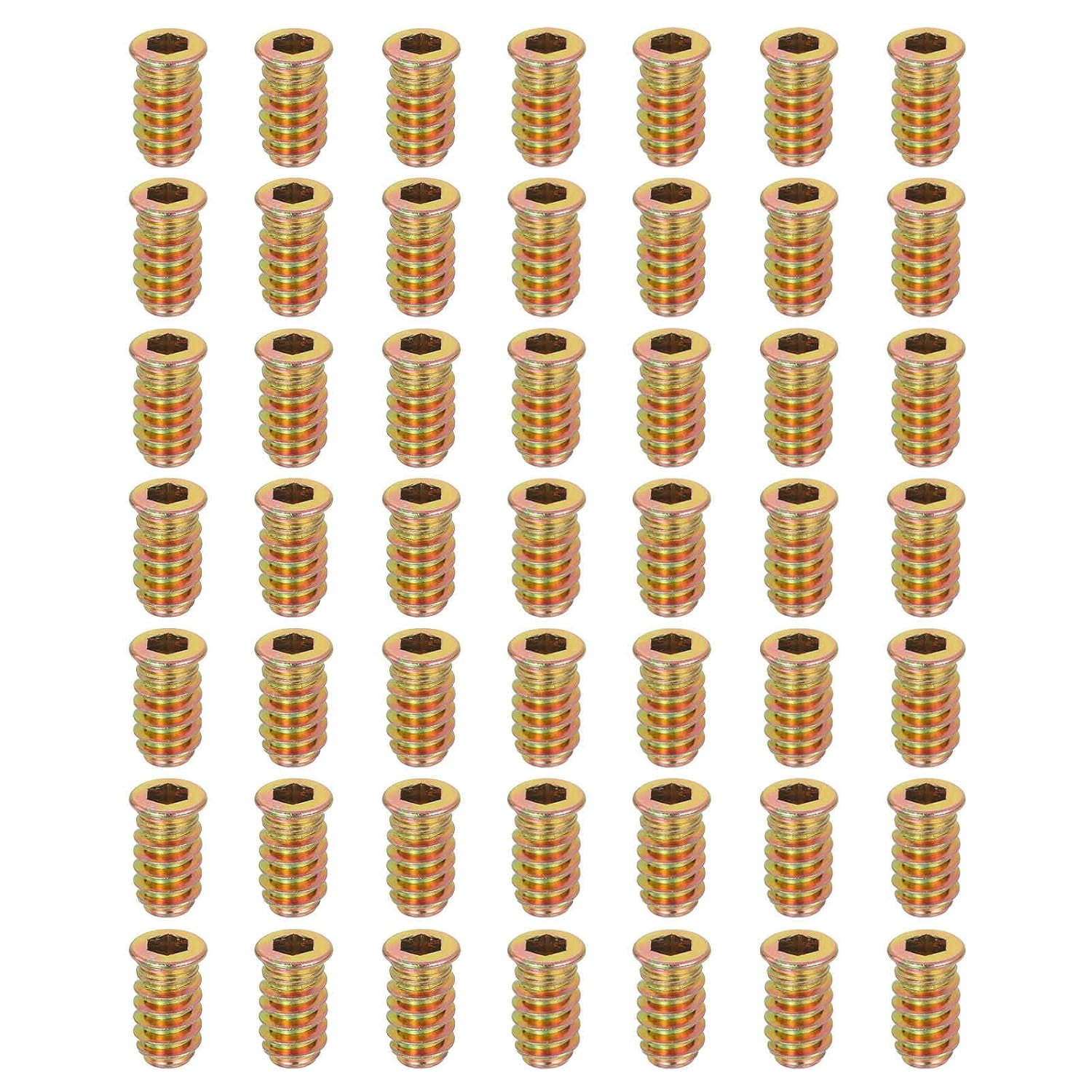 CERPXFF-58Pcs Threaded Inserts Nuts, M6x20mm Hex Socket Drive Nut Inserts for Wood - Carbon ...