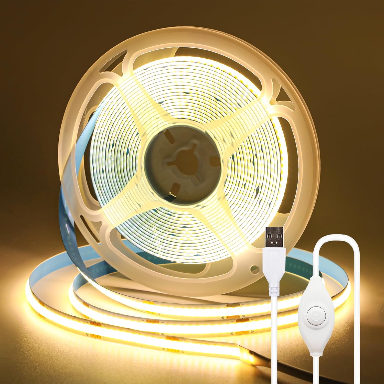 CERPXFF-5V USB LED Strip Lights, 6.56FT COB Light Strip Warm, Short LED Strip Light, Flexible ...