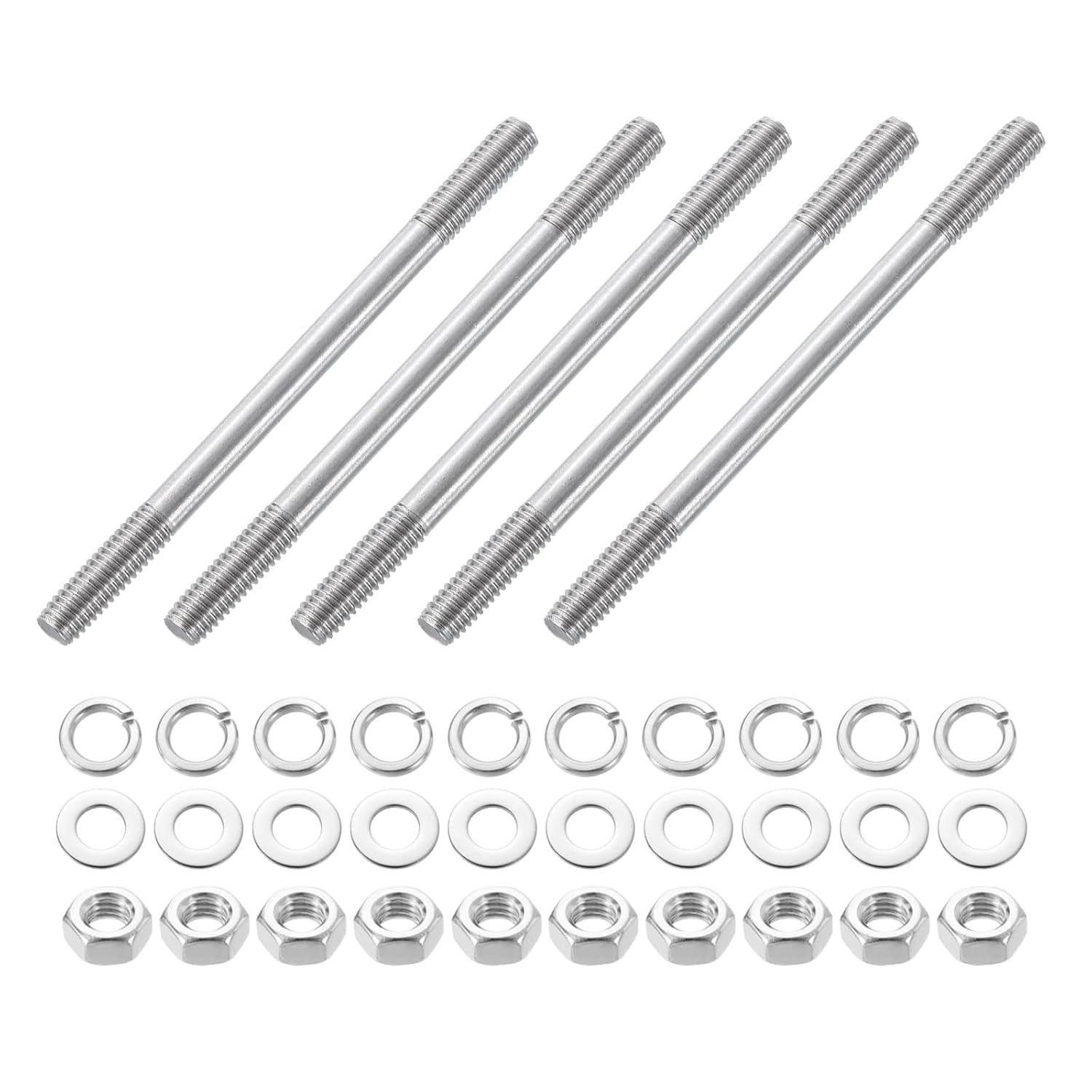 CERPXFF-5pcs Double Ended Stud Screws, M6x85mm 304 Stainless Steel Dual ...