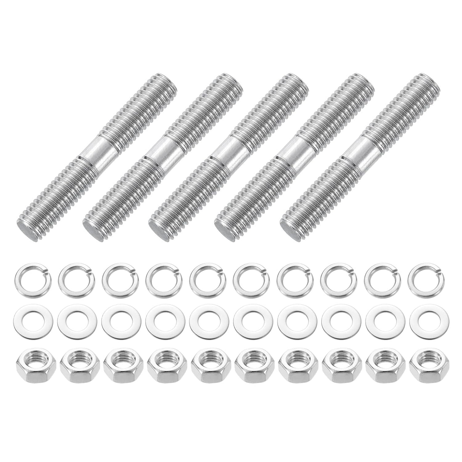CERPXFF-5pcs Double Ended Stud Screws, M8x50mm 304 Stainless Steel Dual ...