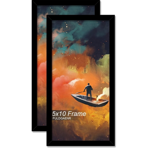 CERPXFF-5x10 Picture Frame Set of 2, Black Frames for 5 x 10 Inch Photo ...