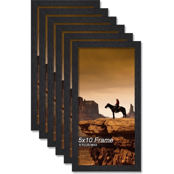 CERPXFF-5x10 Picture Frame Set of 6, Black Engineered Wood Frame for 5 ...
