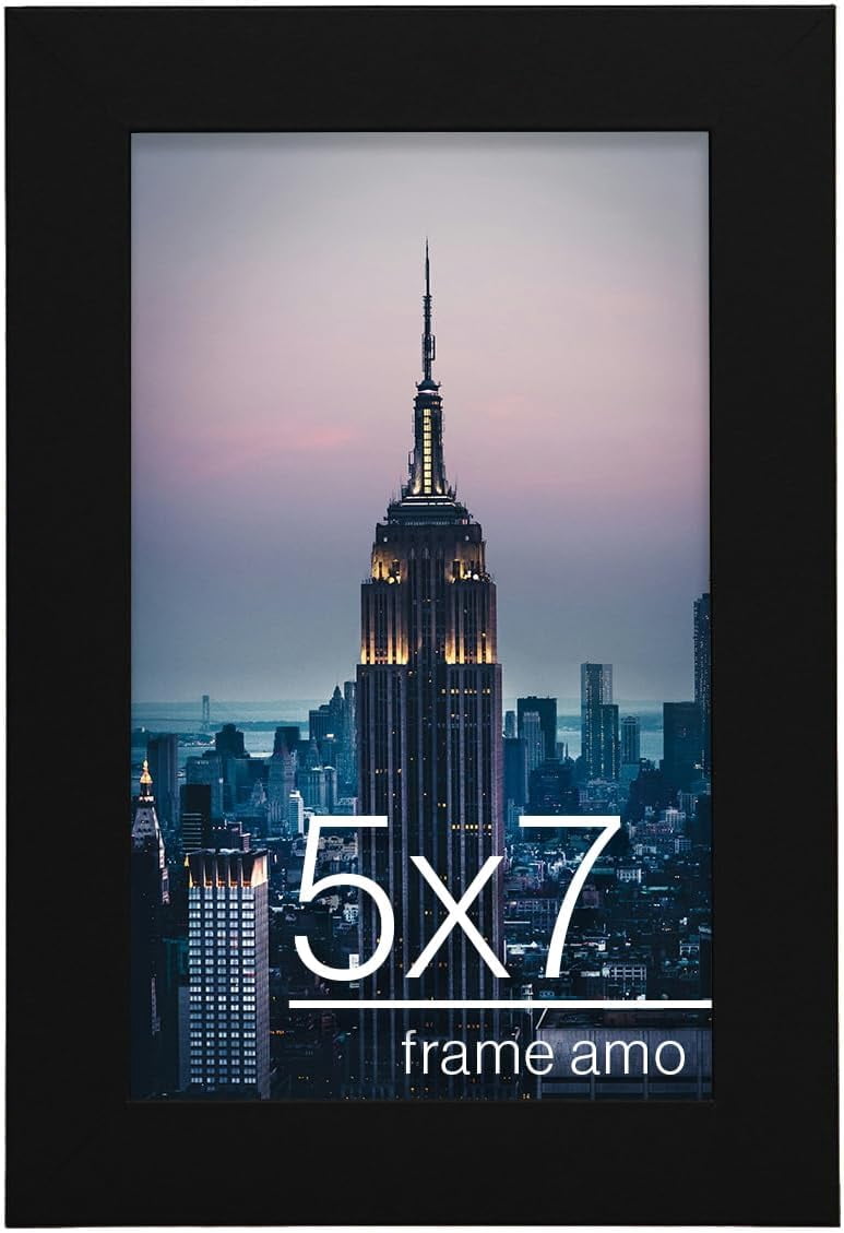 CERPXFF-5x7 Black Modern Picture Frame, 1 inch Border, Acrylic Front ...