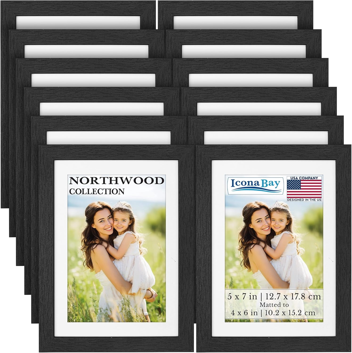 CERPXFF-- 5x7 Photo Frames with Removable Mat for 4x6 Pictures - Black ...