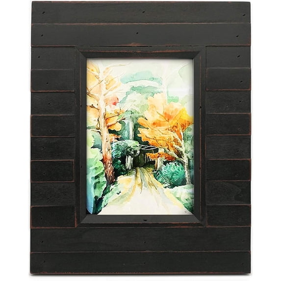 CERPXFF-5x7 Picture Frame Distressed Black, Timbermount Rustic Photo ...