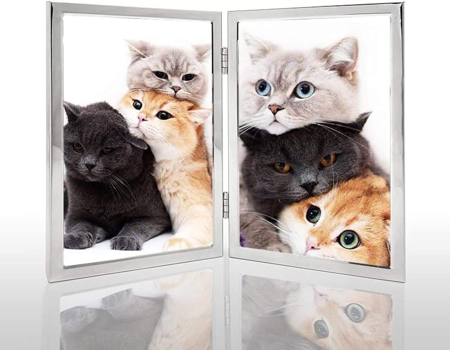 CERPXFF-5x7 Picture Frame Double Hinged Silver Metal Thin Edge Frame ...