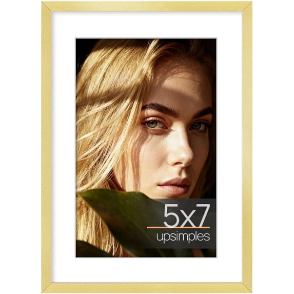 CERPXFF-5x7 Picture Frame Gold, Wall Hanging Metal Poster Frame with ...