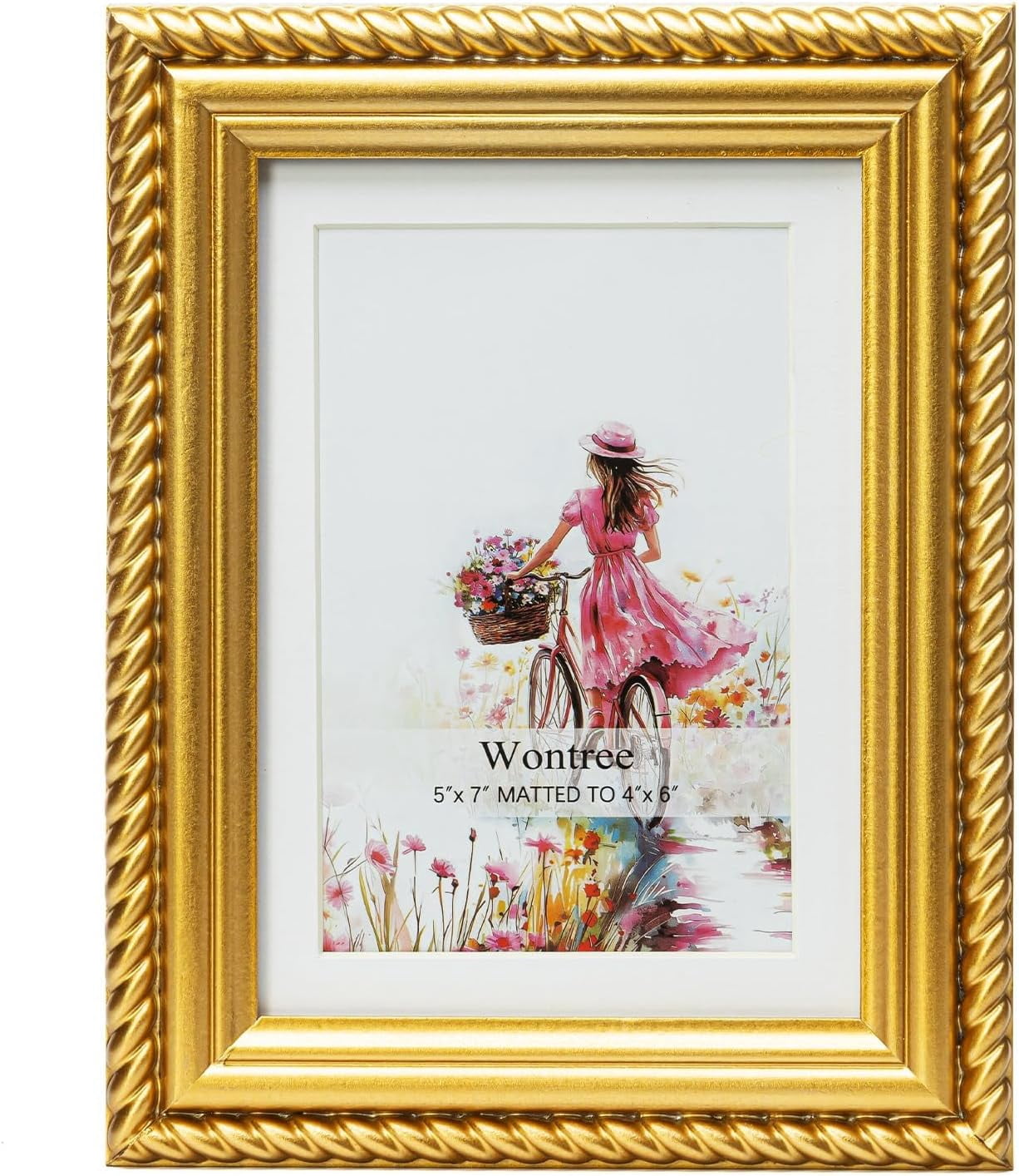 CERPXFF-5x7 Picture Frame Ornate in Gold with Rope Trim, Solid Wood ...