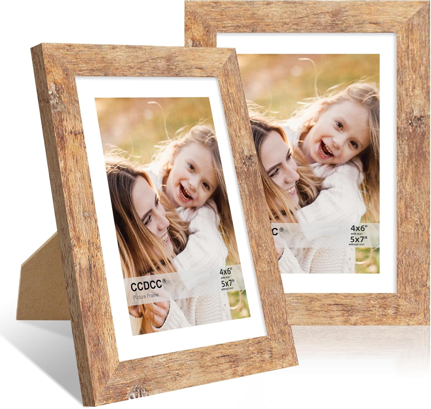 CERPXFF-5x7 Picture Frame Set of 2, 5 x 7 Wood Photo Frames with Mat ...
