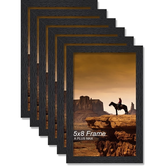 CERPXFF-5x8 Picture Frame Set of 6, Black Engineered Wood Frame for 5 x ...