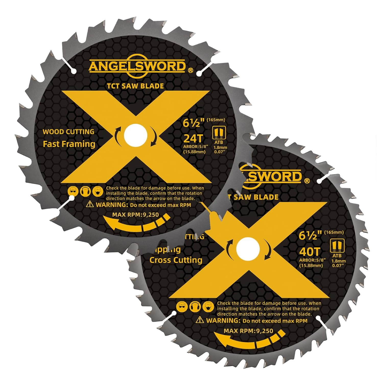CERPXFF-6-1/2 Inch Circular Saw Blade, 24T for Framing&40T for Ripping ...