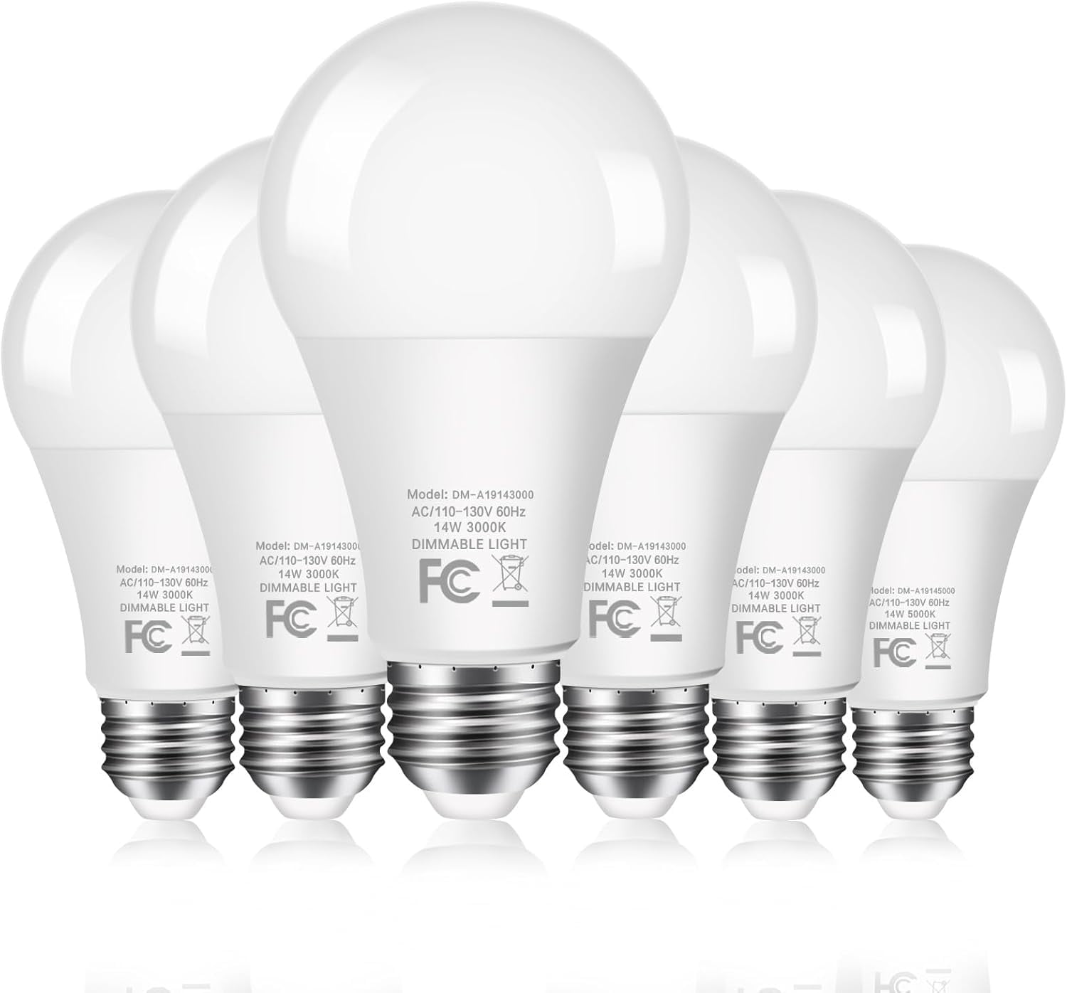 CERPXFF-6-Pack 14W LED Dimmable Light Bulbs 100 Watt Equivalent, A19 ...