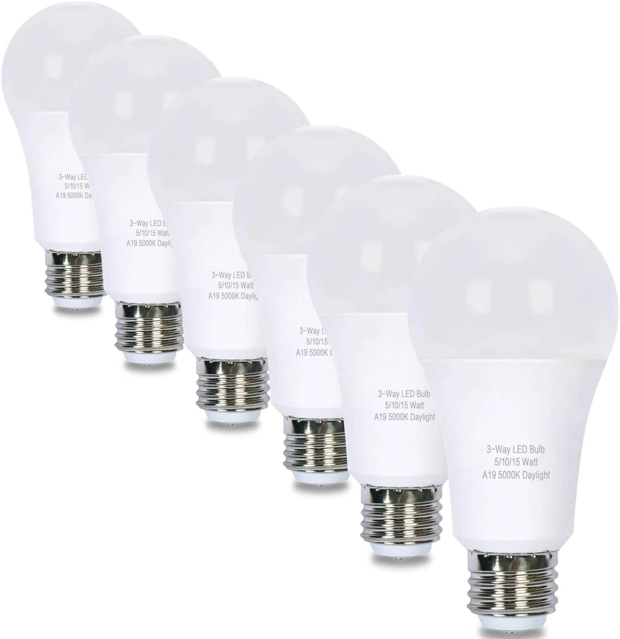 CERPXFF-6 Pack 3-Way LED Light Bulb 50W-100W-150W Equivalent, 700LM ...