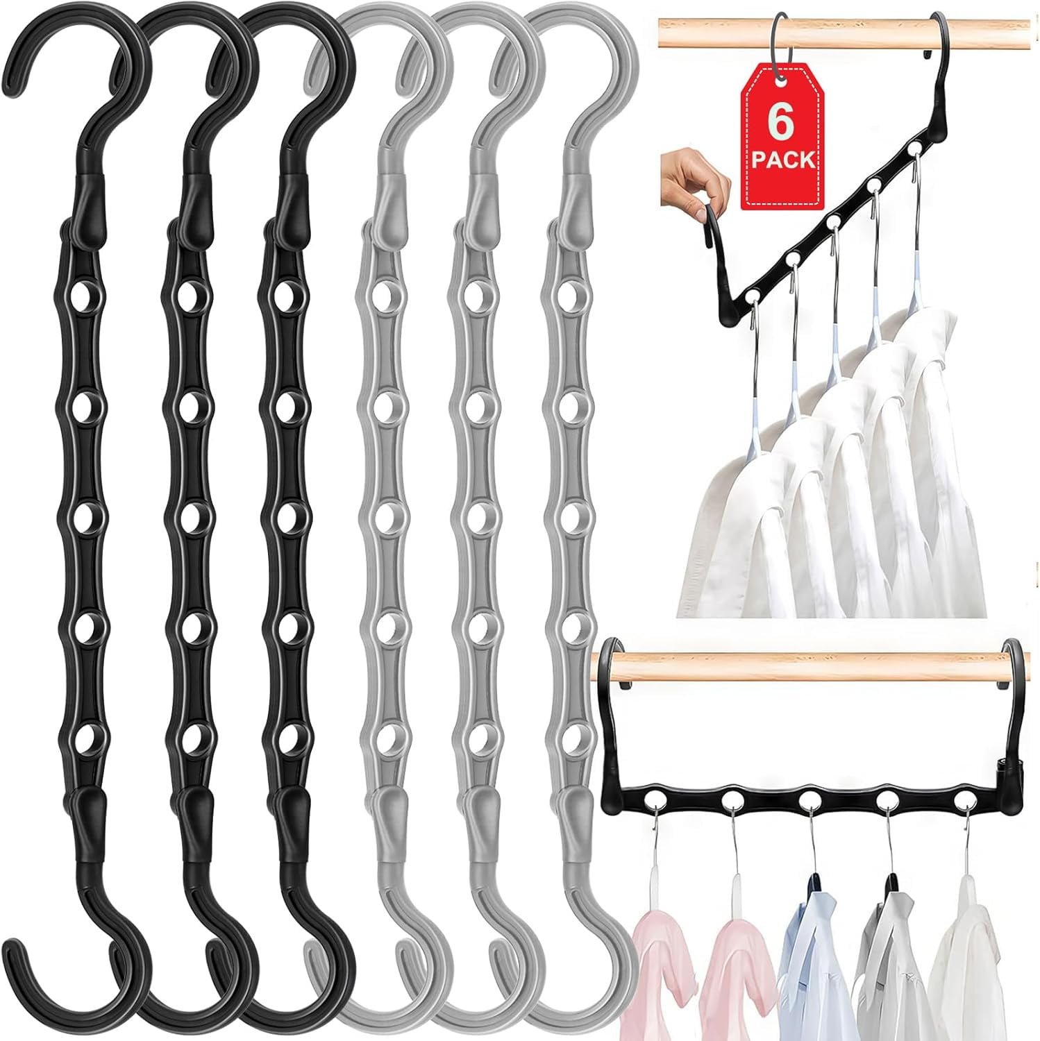 CERPXFF-6 Pack Closet Organizers and Storage Stronger, College Dorm ...