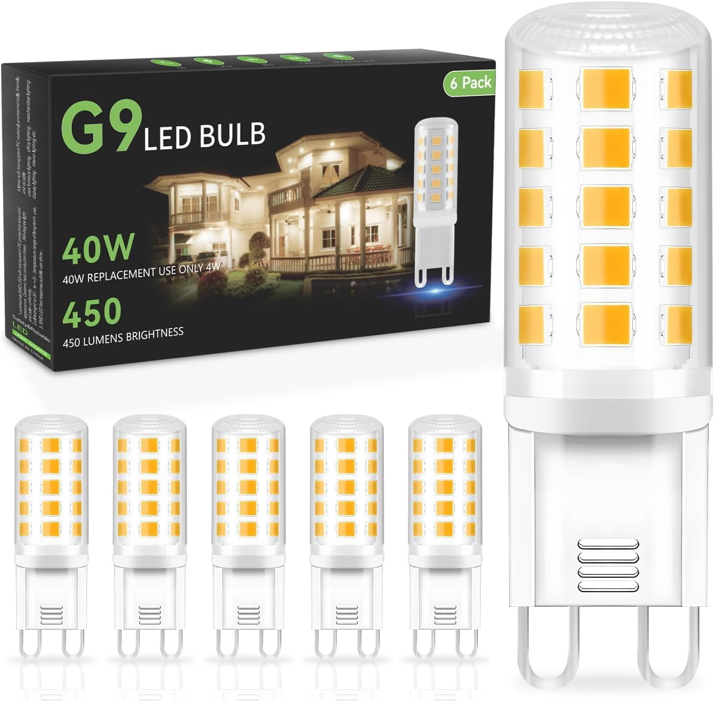 CERPXFF-6 Pack G9 LED Bulb 4W Equivalent 40 Watt, Replacement G9 ...