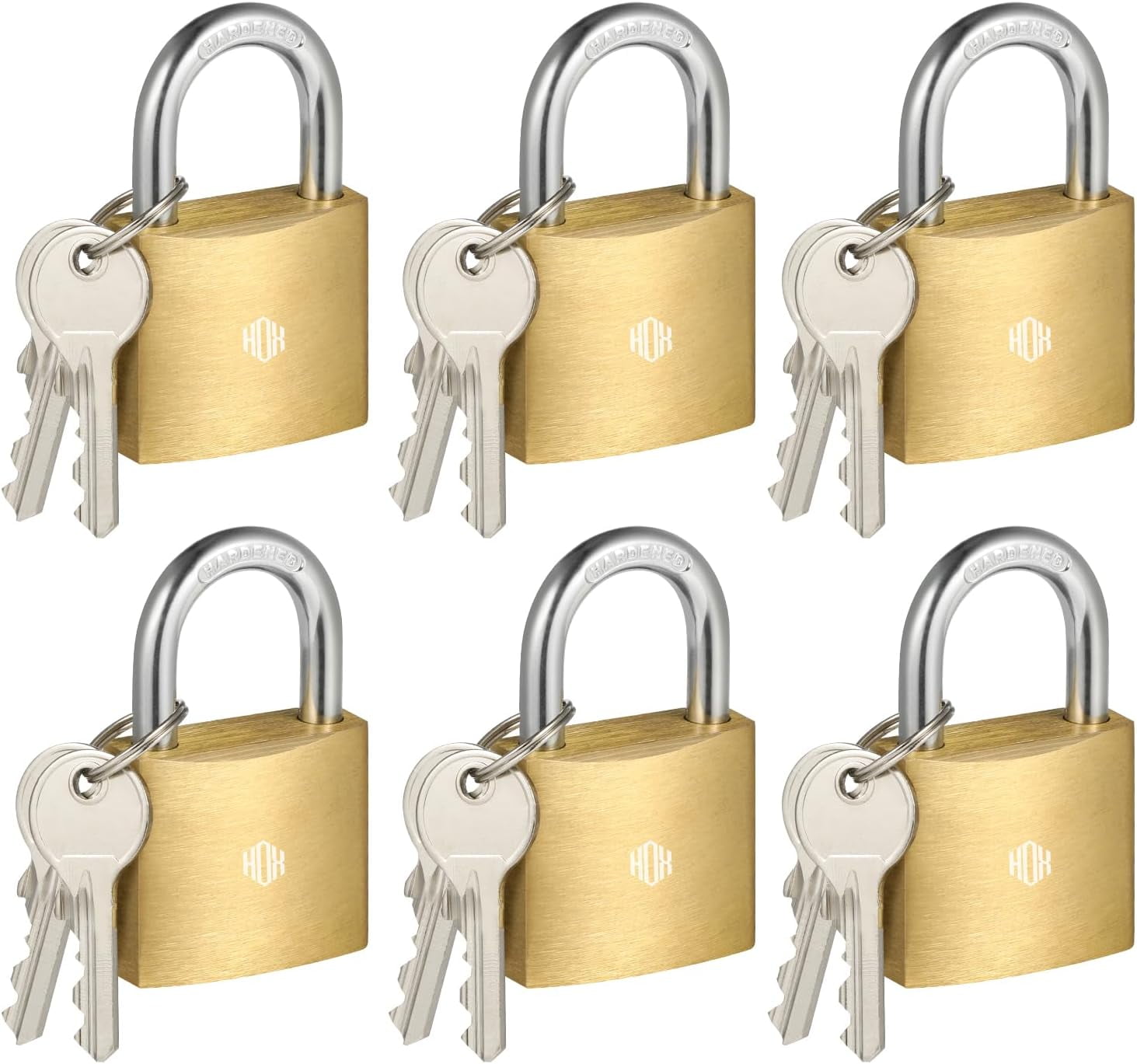 CERPXFF-6-Pack Keyed Padlock, Waterproof and Rustproof, Solid Brass ...