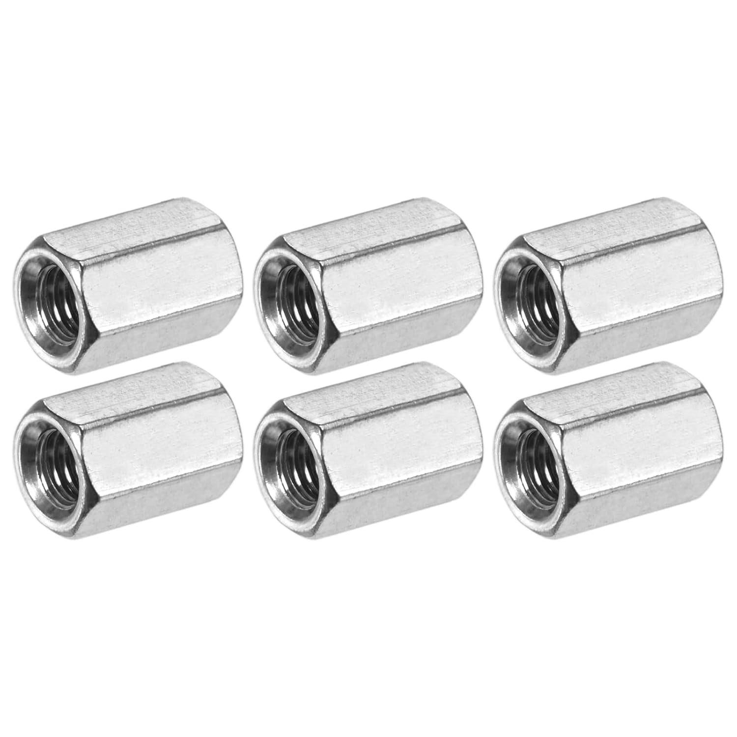 CERPXFF-6-Pack M5 x 0.8-Pitch Hex Coupling Nuts, 12mm/0.47" Length 304 ...