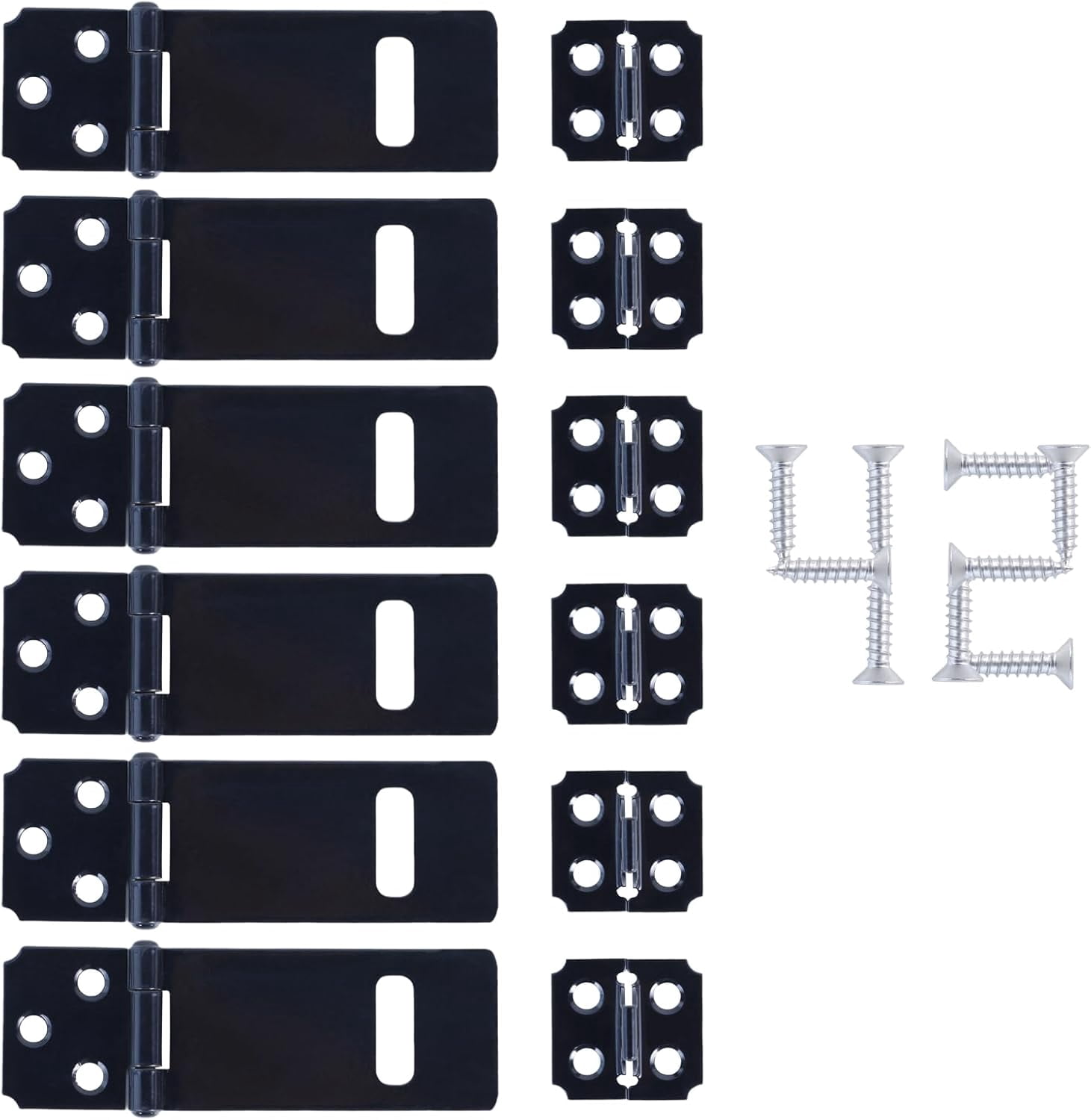 CERPXFF-6 Pcs Lock Hasp Latch, 3 Inches Black Padlock Latch Lock, Black ...