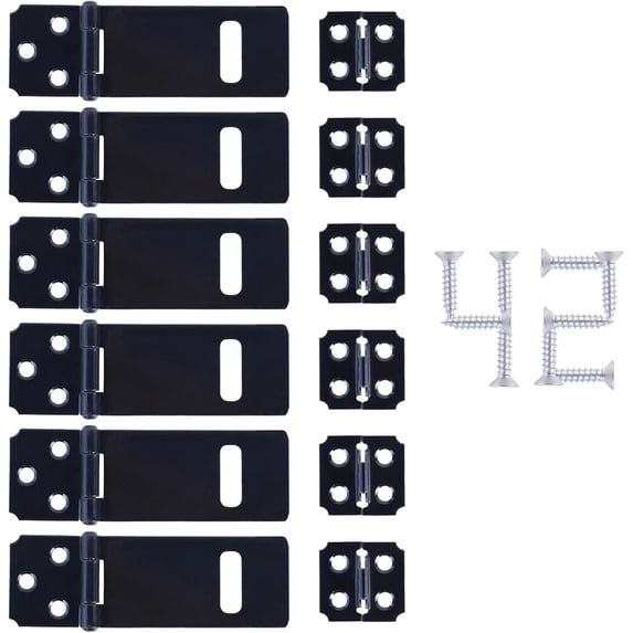 CERPXFF-6 Pcs Lock Hasp Latch, 3 Inches Black Padlock Latch Lock, Black ...