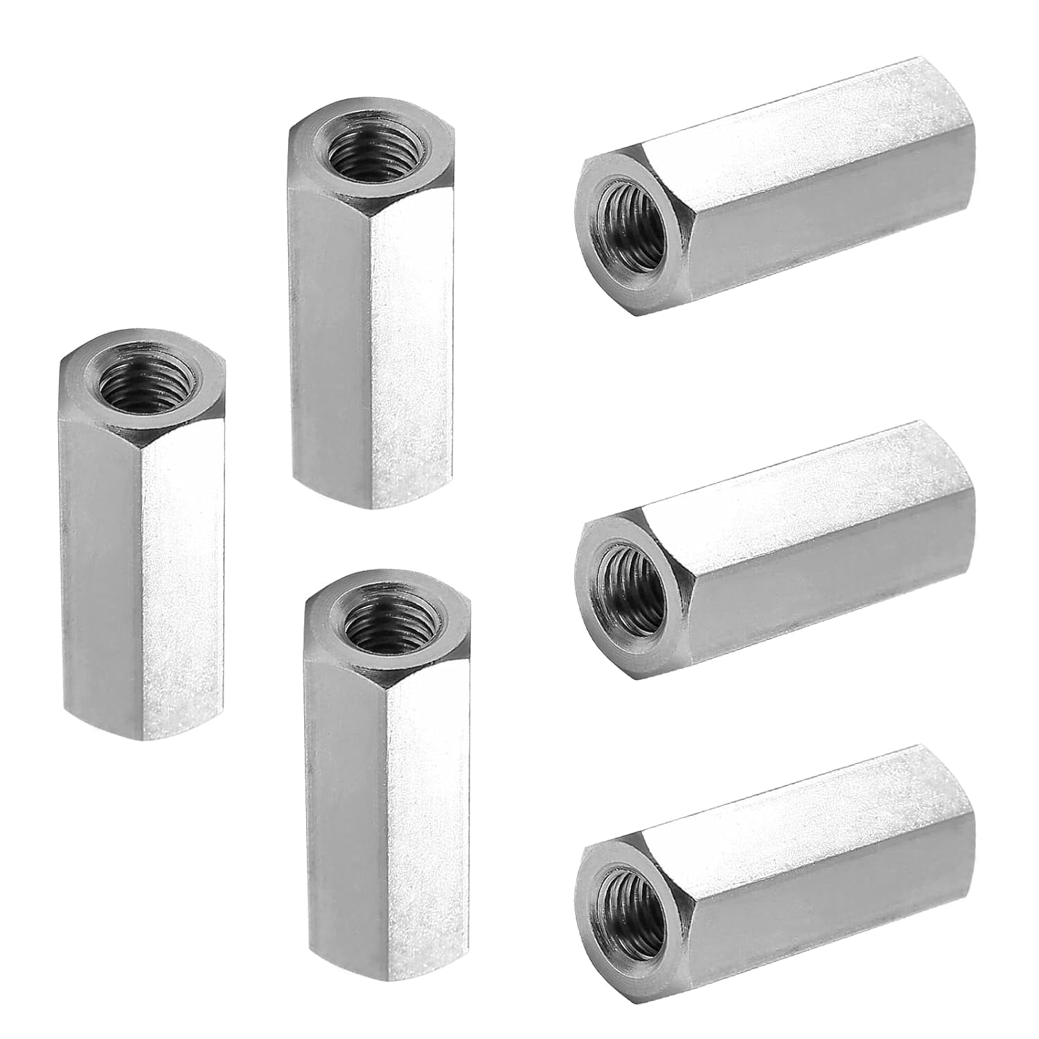 CERPXFF-6 Pcs M6 x 1 Pitch 25mm Length Hex Coupling Nut, 10mm Width ...