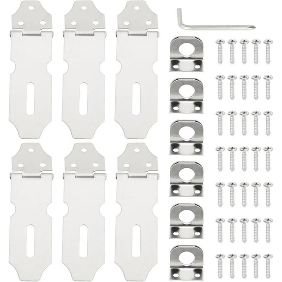CERPXFF-6 Pcs Stainless Steel Padlock Hasp, 2.9 Inch Lock Hasp Latch ...
