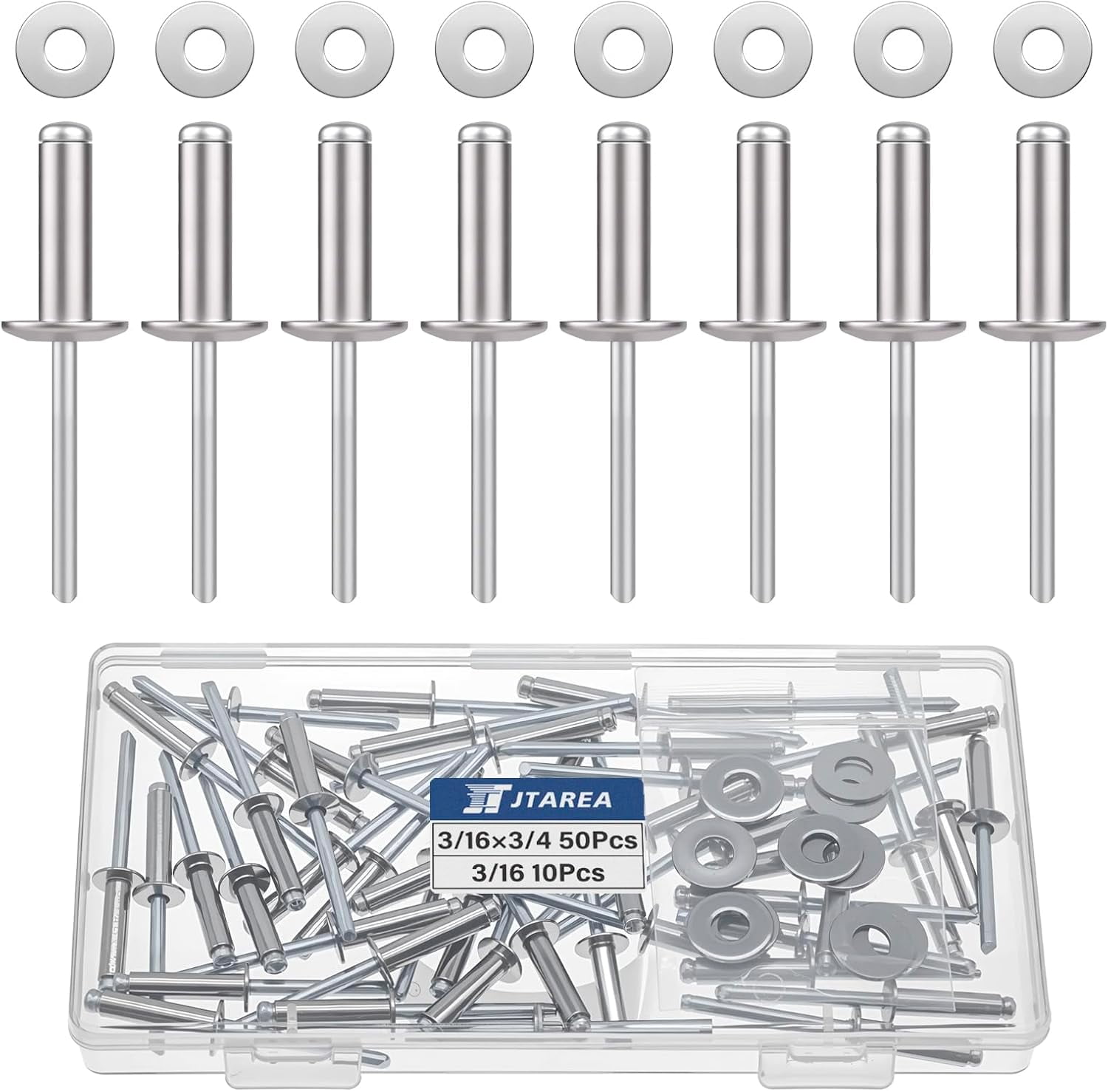 CERPXFF-60pcs 3/16" x 3/4" Stainless Steel Pop Rivets with Stainless ...