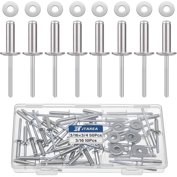 CERPXFF-60pcs 3/16" x 3/4" Stainless Steel Pop Rivets with Stainless ...