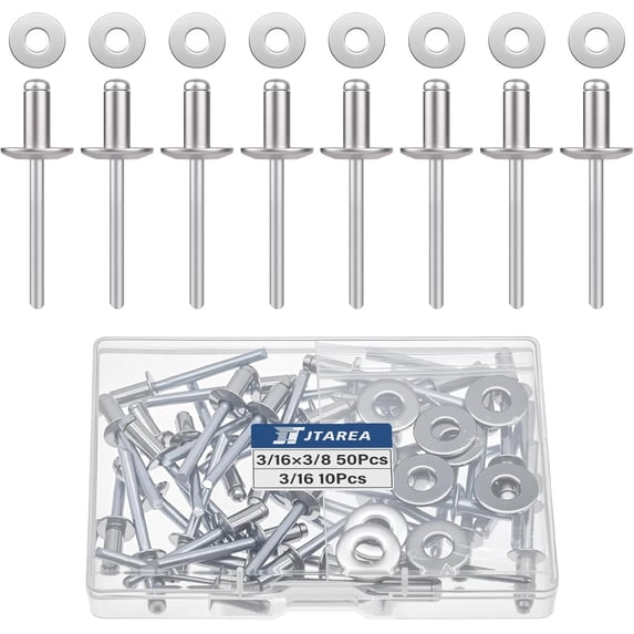 CERPXFF-60pcs 3/16" x 3/8" Stainless Steel Pop Rivets with Stainless ...