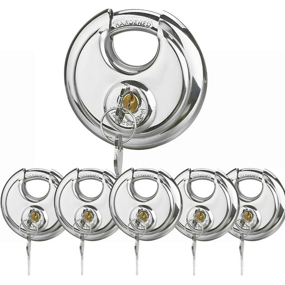 CERPXFF-6PCS Disc Padlock, Keyed Alike Disc Locks, Stainless Steel ...