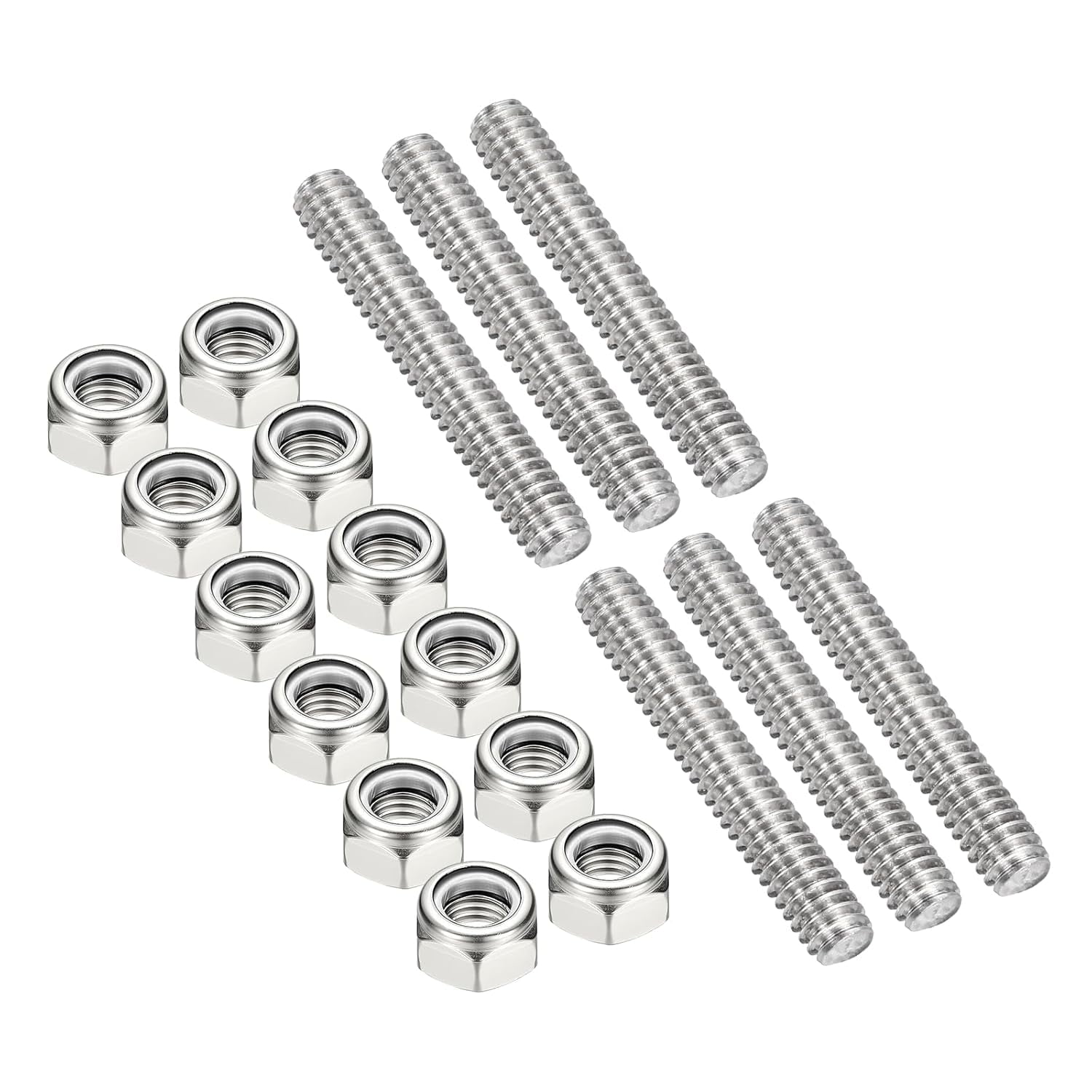 CERPXFF-6Pcs 1/4"-20x40mm Threaded Rods with Hex Nuts, 304 Stainless ...