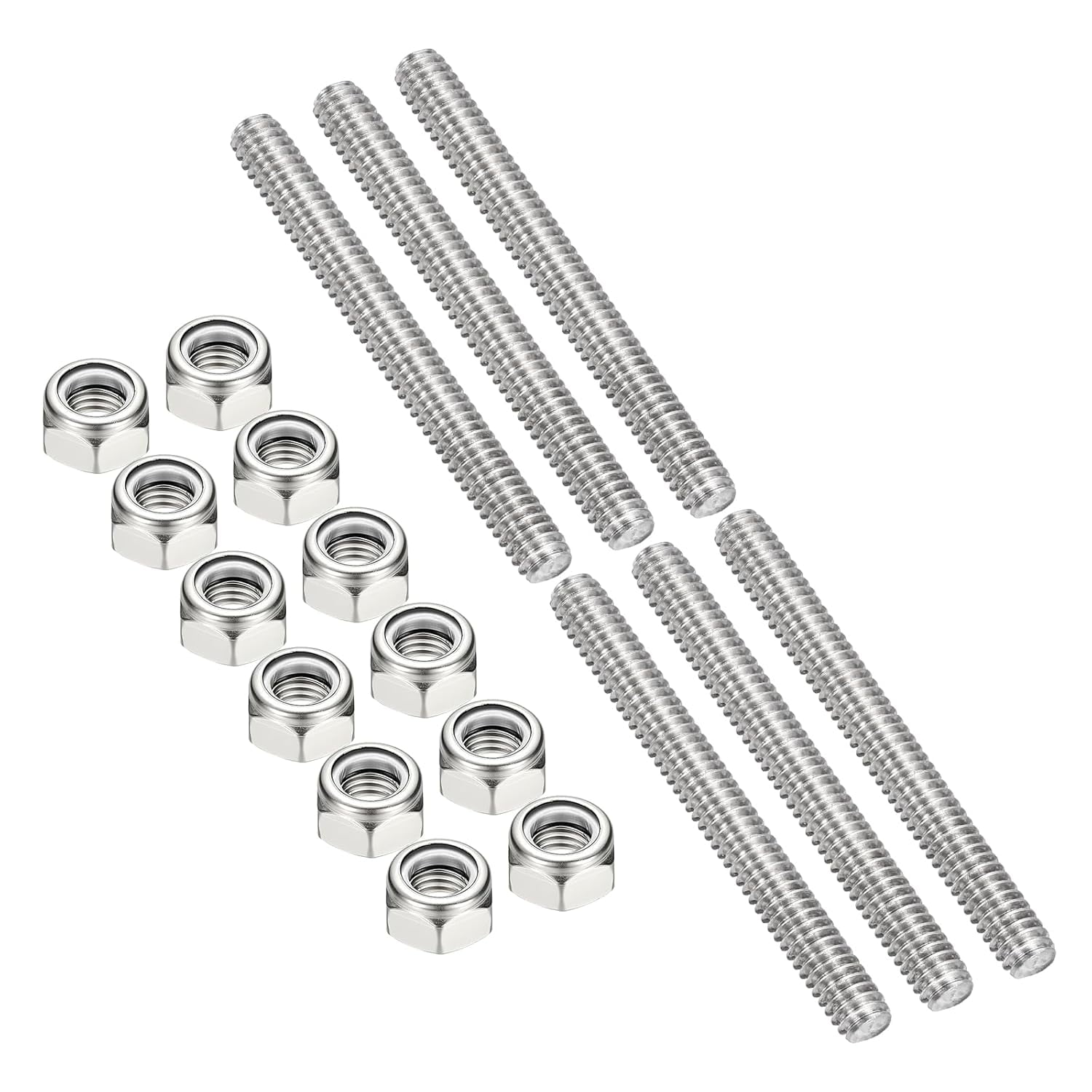 CERPXFF-6Pcs 1/4"-20x60mm Threaded Rods with Hex Nuts, 304 Stainless ...