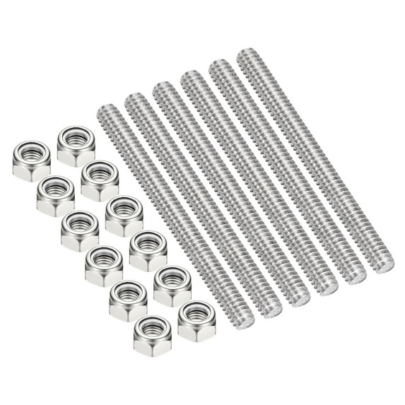 CERPXFF-6Pcs 1/4"-20x70mm Threaded Rods with Hex Nuts, 304 Stainless ...