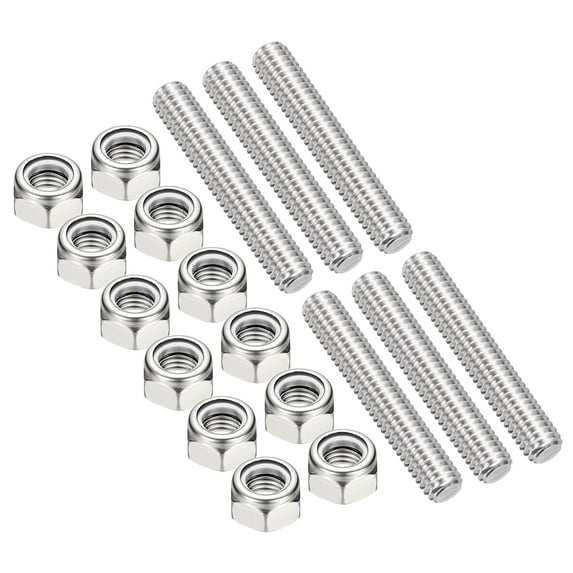 CERPXFF-6Pcs 5/16"-18x45mm Threaded Rods with Hex Nuts, 304 Stainless ...