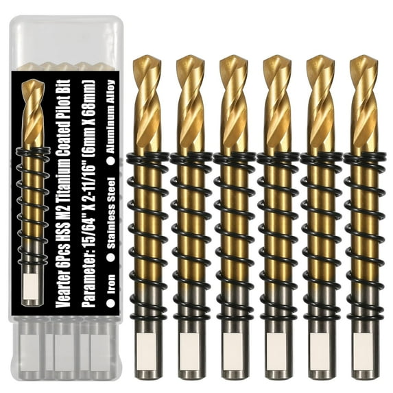 CERPXFF-6Pcs Titanium-Plated Pilot Drill Bit for Hole Saw, HSS M2 Hole ...