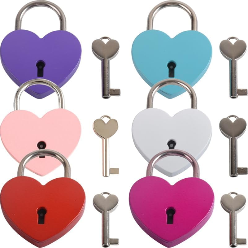 CERPXFF-6pcsh Heart Lock, Heart-Shaped Love Couple Padlocks with Keys ...