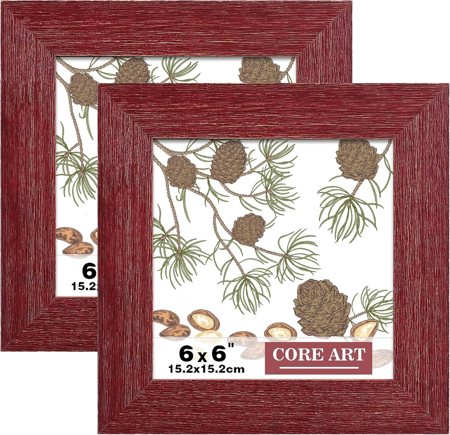 CERPXFF-6x6 Picture Frame, Handmade Wood Rustic Red Photo Frame Set of ...