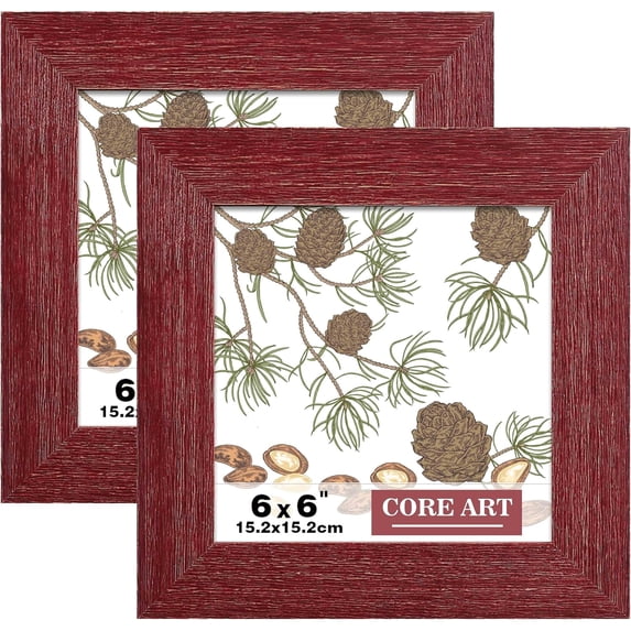 CERPXFF-6x6 Picture Frame, Handmade Wood Rustic Red Photo Frame Set of ...