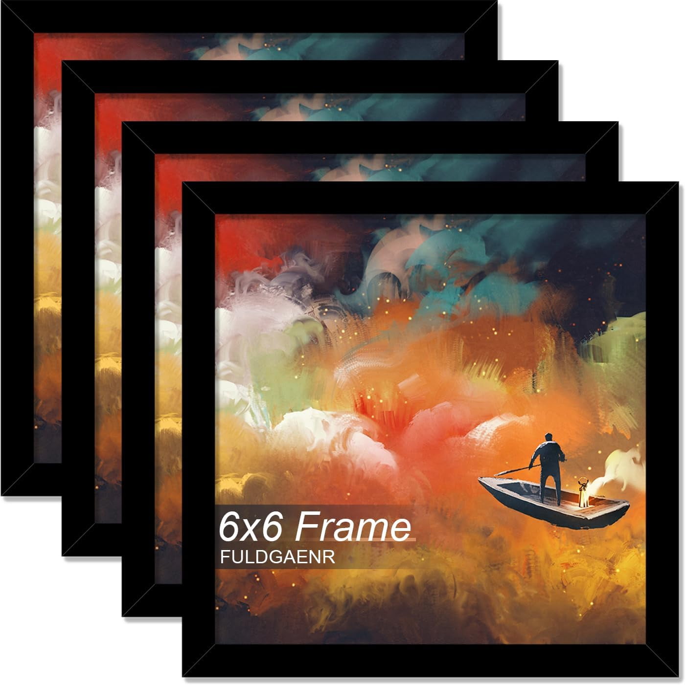 CERPXFF-6x6 Picture Frame Set of 4, Black Frames for 6 x 6 Inch Photo ...