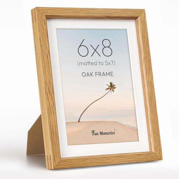 CERPXFF-6x8 Picture Frame, Natural Solid Oak Wood Photo Frame with HD ...